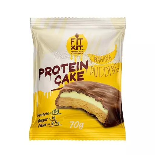Fitkit Protein Cake banán puding cookies (banán puding) - kalórie, prospešné vlastnosti, výhody a poškodenie, popis