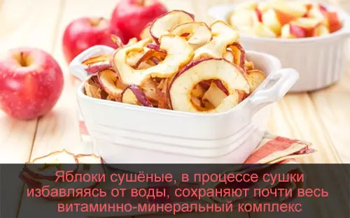 Sammensætning og gavnlige egenskaber af tørrede æbler