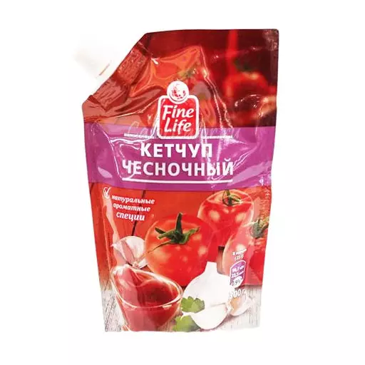 I-Ketchup Fine Life Garlic - Ikhalori, Inenzuzo Yezakhiwo, Izinzuzo Nokulimala, Incazelo
