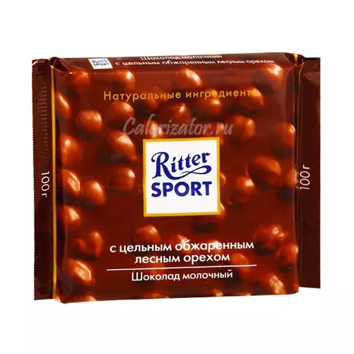 Шоколад Ritter Sport молочний з цільним лісовим горіхом