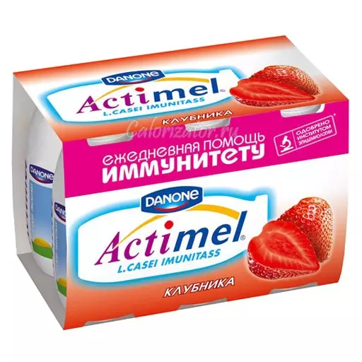 Actimel Strawberry - ພະລັງງານ, ຄຸນສົມບັດທີ່ເປັນປະໂຫຍດ, ຜົນປະໂຫຍດແລະເປັນອັນຕະລາຍ, ອະທິບາຍ