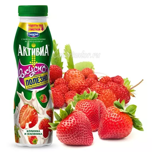 Activa trinken Erdbeeren und Erdbeeren