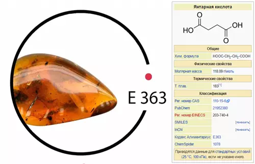 Umumiy xarakteristikasi e363 Amber kislotasi