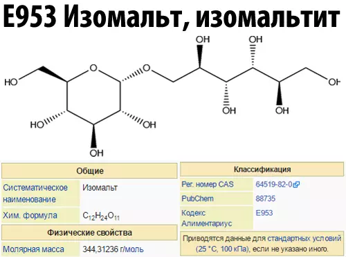 Vispārīgi raksturlielumi E953 Isomalt, iomaltīts