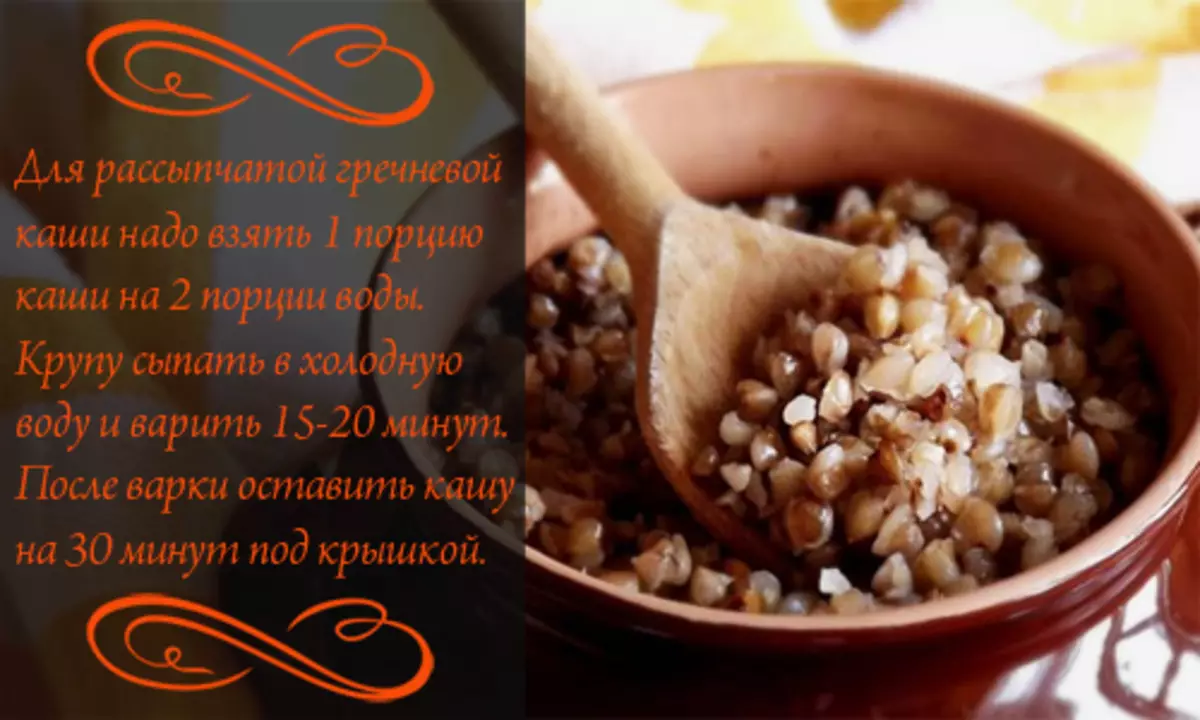 Pwopòsyon sereyal yo ak dlo pou labouyl Buckwheat la friyabl