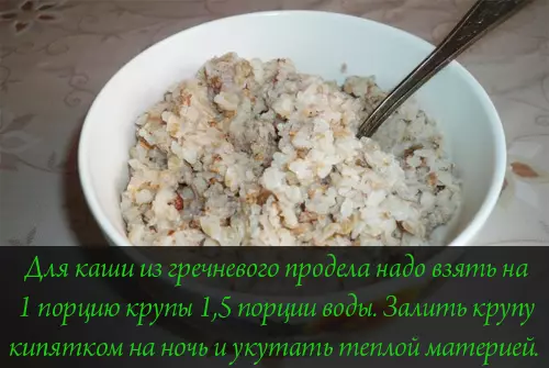 Pwopòsyon sereyal yo ak dlo pou sereyal soti nan Buckwheat