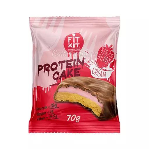 Печиво FITKIT Protein Cake Strawberry Cream (Полуничний Крем) - калорійність, корисні властивості, користь і шкода, опис