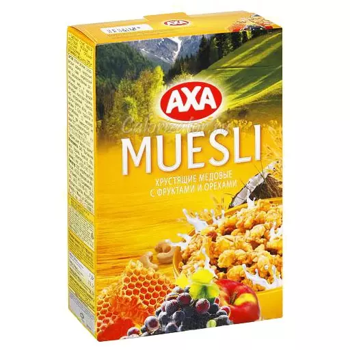 Muesli Axa Għasel iqarmeċ bil-frott u l-ġewż