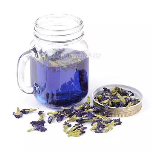 Чай сіні з кветак Klitoria Ternatea - каларыйнасць, карысныя ўласцівасці, карысць і шкоду, апісанне