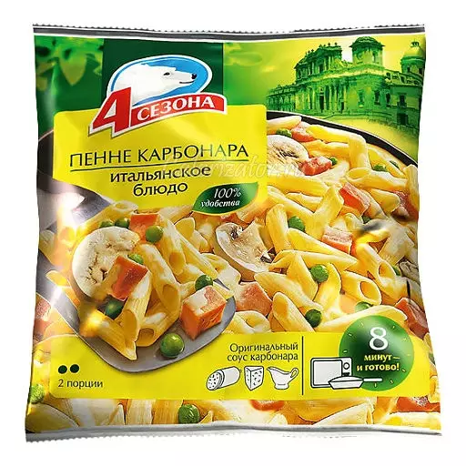 ডিশ ইতালিয়ান Penne Carbonara 4 ঋতু