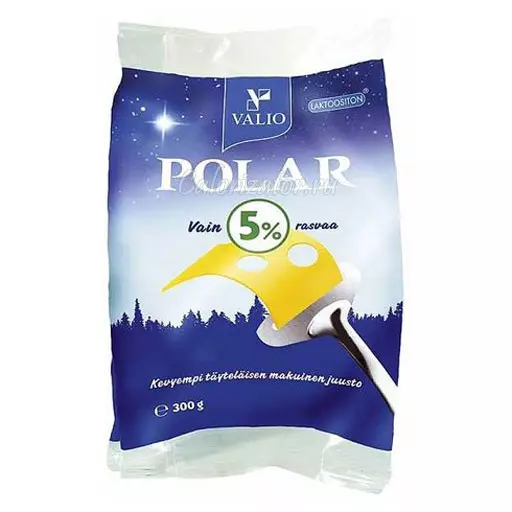 Valio Polar Cheese 5％ - 卡路里，有利的屬性，益處和傷害，描述