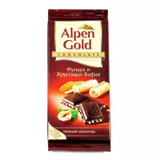 Chocolate Alpen Gold avellana e gofres crujientes - Calorie, propiedades benéficas, beneficios e danos, descrición