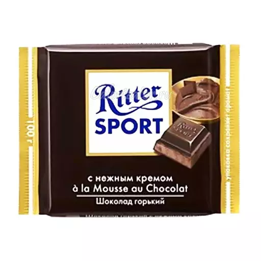 Sjokolade ritter sport bitter med delikat krem ​​à la mousse au chocolat