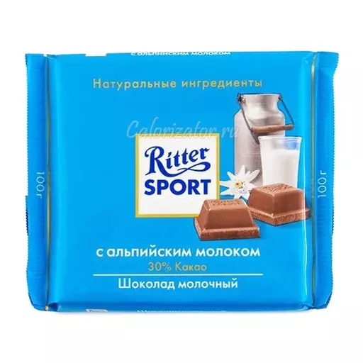 Chocolate Ritter Gonal mkaka ndi mkaka wa alpine