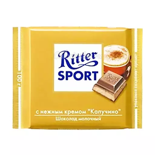 Chocolate Ritter Sport Maziwa na cream maridadi ya cappuccino.