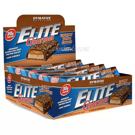 Dymatize Elite XT Gourmet Protein Bar 85 bar 85 - Calorie, nuttige eigenskippen, foardielen en skea