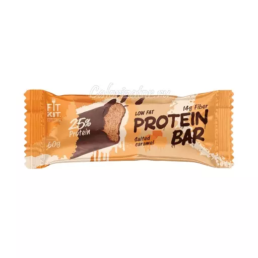 Bar Fitkit Protein Bar gesalzen Karamell - Kalorien, nützliche Eigenschaften, Vorteile und Schaden, Beschreibung