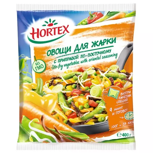 Hortex stekegrønnsaker med krydder i orientalske - kalorier, fordelaktige egenskaper, fordeler og skade, beskrivelse