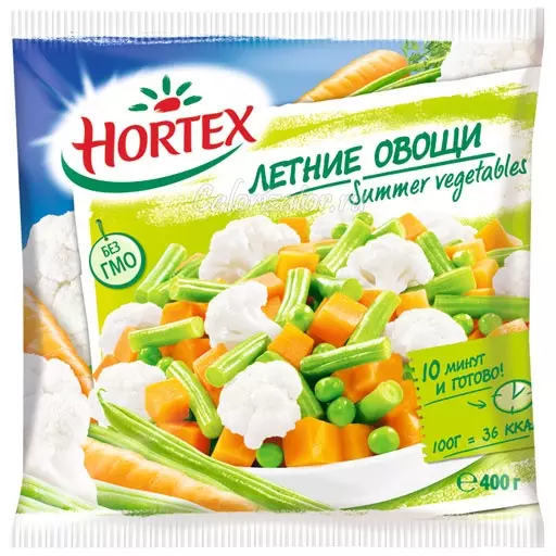 Hortex Vegetable Mix Жайкы жашылчалар - Калория, пайдалуу касиеттер, жөлөкпул жана зыян, сүрөттөмө