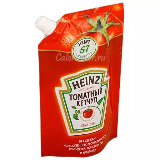 Ketchup Heinz Tomat - Calory, ଉପଯୋଗୀ ଗୁଣ, ସୁବିଧା ଏବଂ କ୍ଷତି, ବର୍ଣ୍ଣନା |
