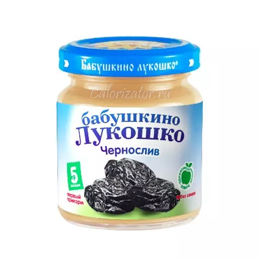 Mashed Babushkino Lukoshko PRUNES - Kalorio, Beneficiaj Propraĵoj, Avantaĝoj kaj Malutilo, Priskribo